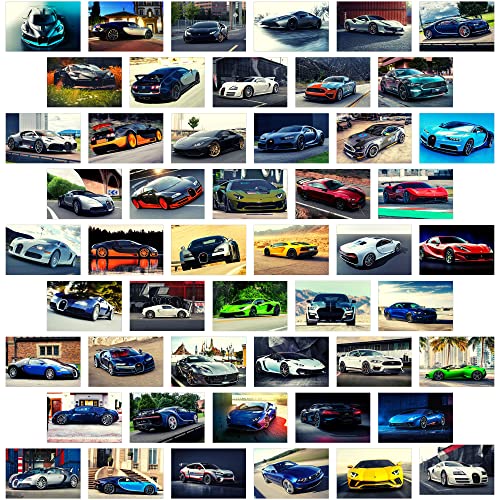 Car Posters for Boys Room,Car Wall Collage Kit for Wall Art Prints,Car Pictures Dorm Room Decor for Teen Boys (50pcs 4x6 inch）