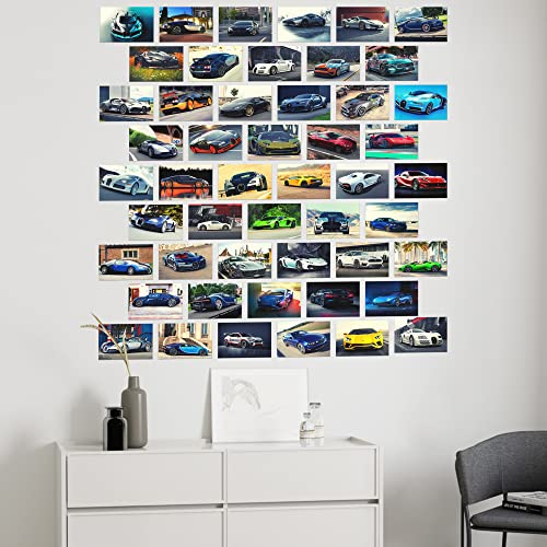 Car Posters for Boys Room,Car Wall Collage Kit for Wall Art Prints,Car Pictures Dorm Room Decor for Teen Boys (50pcs 4x6 inch）