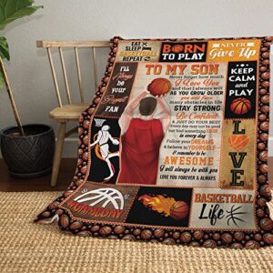 MUCHNEE Sports Basketball Blanket for Boy Kid Men, Son Blanket Gifts from Mom & Dad, to My Son Throw Blanket for Couch Bed Travel, College Graduation Gift for Son, Birthday Gift for Basketball Fans