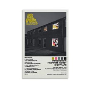 xinya arctic poster monkeys 505 favourite worst nightmare poster album cover posters for room aesthetic canvas wall art bedroom decor 12x18inch(30x45cm)