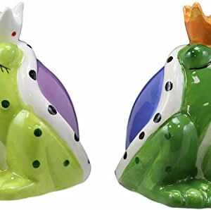 Set Of 1 Frog Prince And Princess Kissing Ceramic Magnetic Salt And Pepper Shakers