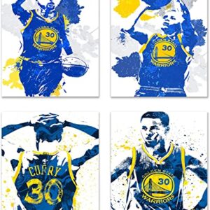 Stephen Curry Poster Stephen Curry 8" x10" Set of 4 Art Print Poster,Stephen Curry Superstar Basketball Star Watercolor Wall Art Print,Golden State Warriors Wall Art- Great Gift For Basketball Fans Kids and Adults,No Frame.