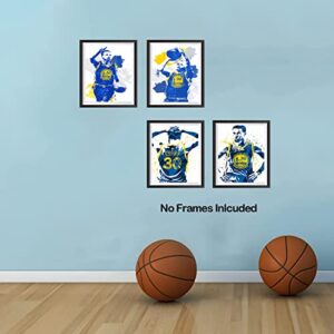 Stephen Curry Poster Stephen Curry 8" x10" Set of 4 Art Print Poster,Stephen Curry Superstar Basketball Star Watercolor Wall Art Print,Golden State Warriors Wall Art- Great Gift For Basketball Fans Kids and Adults,No Frame.