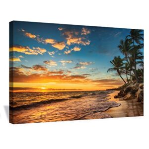 premium posters beach sunset canvas wall art – large 16” x 24”