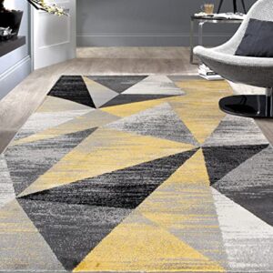 Rugshop Contemporary Distressed Prisma Stain Resistant High Traffic Living Room Kitchen Bedroom Dining Home Office Area Rug 8'x10' Yellow