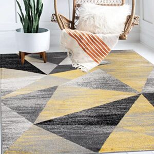 Rugshop Contemporary Distressed Prisma Stain Resistant High Traffic Living Room Kitchen Bedroom Dining Home Office Area Rug 8'x10' Yellow