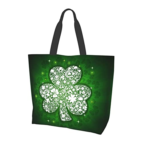 Gelxicu Green Clover Shoulder Tote Bags St Patrick Casual Bag Cute Shoulder Handbags Shopping Bags