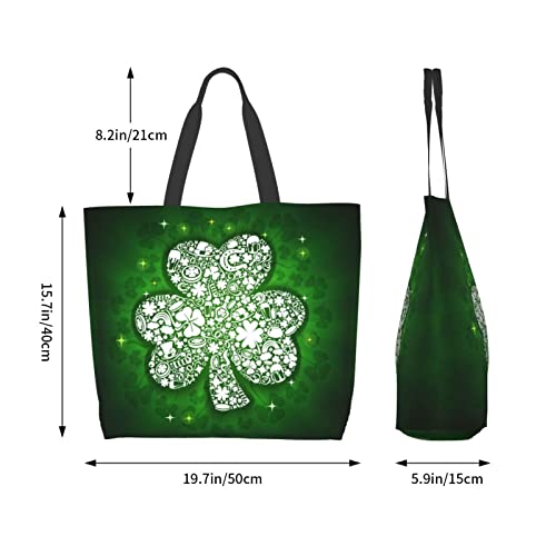 Gelxicu Green Clover Shoulder Tote Bags St Patrick Casual Bag Cute Shoulder Handbags Shopping Bags