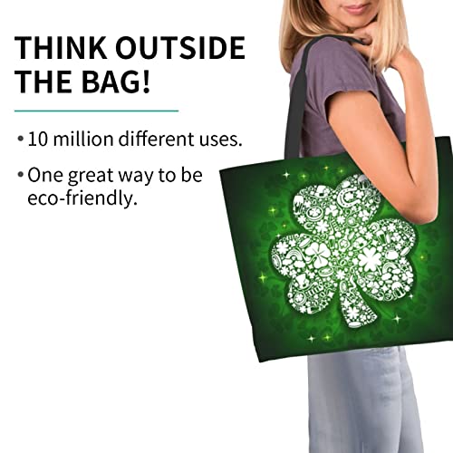 Gelxicu Green Clover Shoulder Tote Bags St Patrick Casual Bag Cute Shoulder Handbags Shopping Bags