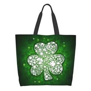 Gelxicu Green Clover Shoulder Tote Bags St Patrick Casual Bag Cute Shoulder Handbags Shopping Bags