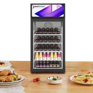 nafcool sub zero commercial beverage refrigerator cooler, 3 cu ft mini small undercounter countertable refrigerator drink display fridge with glass door home or sale used,etl & nsf approval, 20″ wide