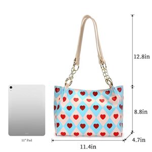 Tote Bag For Women Cute Heart Shopping Hobo Bag Large Capacity Purse(White)