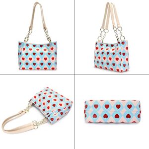 Tote Bag For Women Cute Heart Shopping Hobo Bag Large Capacity Purse(White)