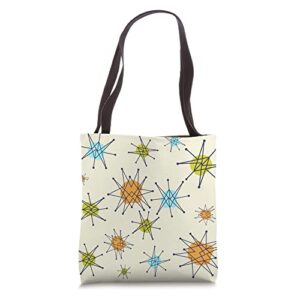 60s retro starburst vintage atomic decor mid century modern tote bag