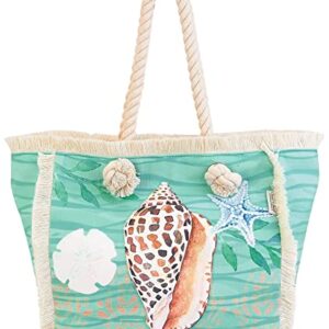 Sun 'N' Sand Cabarita Point Fringe Beach Shoulder Tote Green