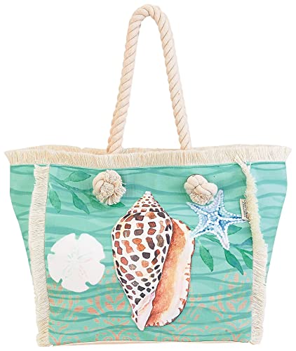 Sun 'N' Sand Cabarita Point Fringe Beach Shoulder Tote Green