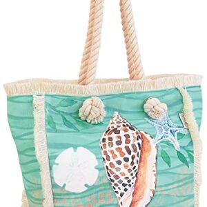 Sun 'N' Sand Cabarita Point Fringe Beach Shoulder Tote Green