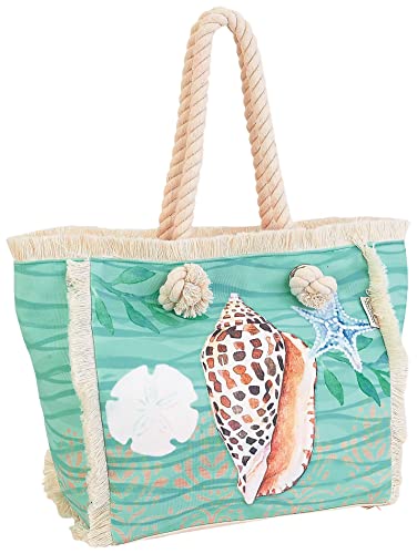 Sun 'N' Sand Cabarita Point Fringe Beach Shoulder Tote Green