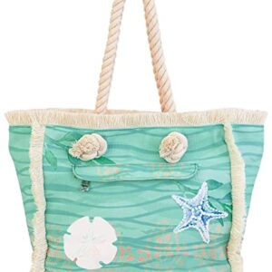 Sun 'N' Sand Cabarita Point Fringe Beach Shoulder Tote Green