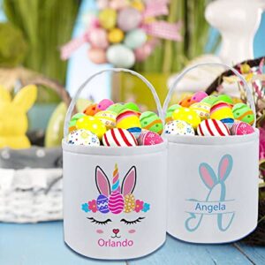 Personalized Easter Basket Customized with Name Custom Canvas Buny/Cow/Unicorm Baskets Blanks Tote Gift