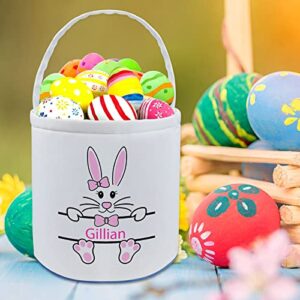 Personalized Easter Basket Customized with Name Custom Canvas Buny/Cow/Unicorm Baskets Blanks Tote Gift