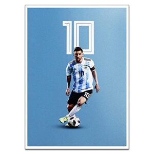 yasswete soccer superstar lionel messi poster for room motivational football star canvas wall art sports themed wall decor for boys bedroom livingroom fans gift 16×24 inch unframed