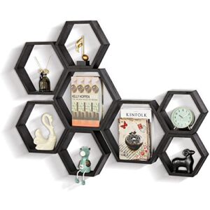 overstock wall mounted hexagon floating shelves black – 8 pcs