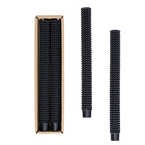 Creative Co-Op Unscented Hobnail Taper Box, Set of 2, Black Candles, 1" L x 1" W x 10" H, 2 Count