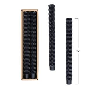 Creative Co-Op Unscented Hobnail Taper Box, Set of 2, Black Candles, 1" L x 1" W x 10" H, 2 Count