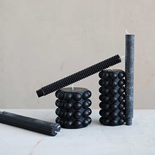 Creative Co-Op Unscented Hobnail Taper Box, Set of 2, Black Candles, 1" L x 1" W x 10" H, 2 Count