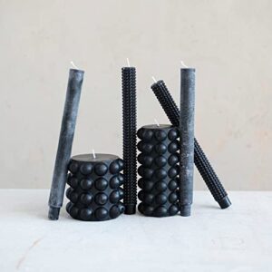 Creative Co-Op Unscented Hobnail Taper Box, Set of 2, Black Candles, 1" L x 1" W x 10" H, 2 Count