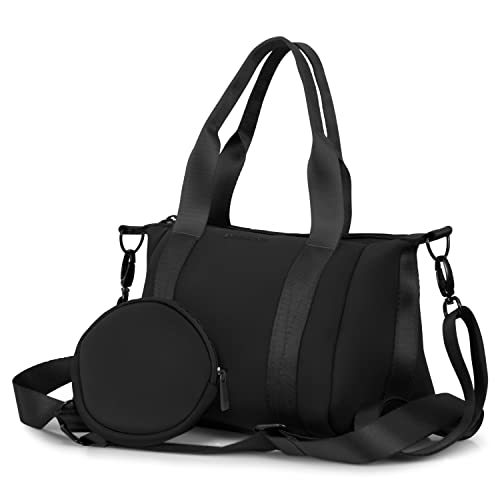 MYTAGALONGS Nano Crossbody Tote Bag For Women - Includes a Detachable Shoulder Strap & a Zippered Pouch l Perfect Nano Tote Bag for Everyday Hustle l Made of Premium Neoprene - Everleigh Onyx