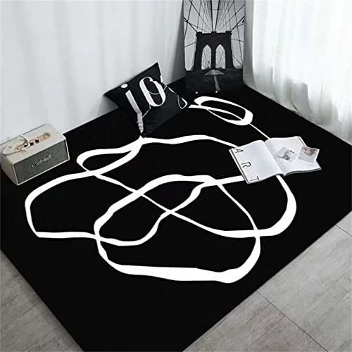 Black and White Area Rugs, 6x8ft, Modern Abstract Art Rug, Irregular Striped Carpet, Black and White Checkered Rug, for Room Sofa Living Room Rug Bedroom Home Decor Rug