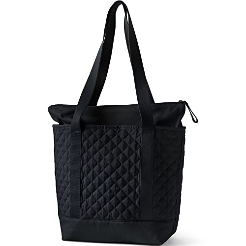 Lands' End Medium Classic Quilted Tote Bag Black