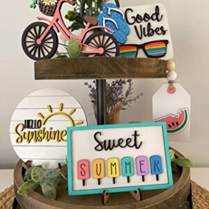 Summer Tier Tray Decor Summer Decor Summer Time Hello Summer Hierarchical Tray Decorative Set Summer Chevron Board Logo Rural Farmhouse Decorative Decorations Signs