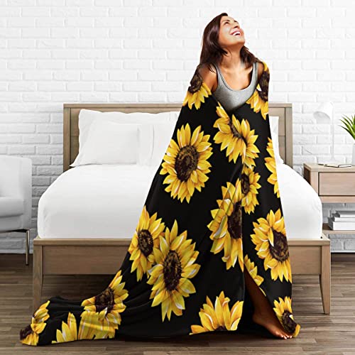 MAZU Sunflowers Gifts Blanket, HD-Printing Sunflowers Pattern Throw Soft Warm Lightweight Blanket for Father Mom Husband Wife Christmas Valentines Thanksgiving Day Gifts, Home Living Room, 40"x50"