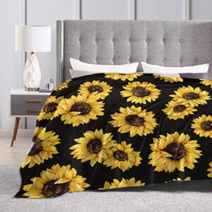 MAZU Sunflowers Gifts Blanket, HD-Printing Sunflowers Pattern Throw Soft Warm Lightweight Blanket for Father Mom Husband Wife Christmas Valentines Thanksgiving Day Gifts, Home Living Room, 40"x50"