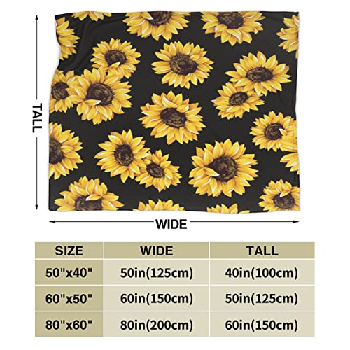 MAZU Sunflowers Gifts Blanket, HD-Printing Sunflowers Pattern Throw Soft Warm Lightweight Blanket for Father Mom Husband Wife Christmas Valentines Thanksgiving Day Gifts, Home Living Room, 40"x50"