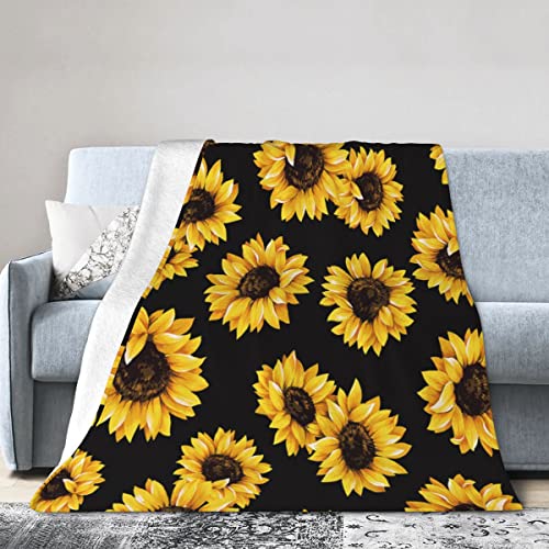 MAZU Sunflowers Gifts Blanket, HD-Printing Sunflowers Pattern Throw Soft Warm Lightweight Blanket for Father Mom Husband Wife Christmas Valentines Thanksgiving Day Gifts, Home Living Room, 40"x50"