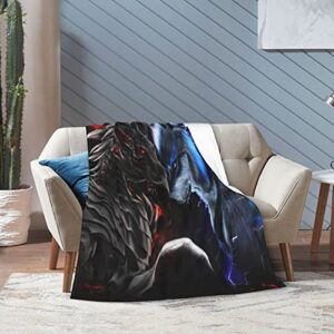 Cool Dragon and Wolf Flannel Fleece Blanket Printed Ultra-Soft Warm Throw Blankets Anti-Pilling for Bed Couch Sofa Travel Camping 80"X60"