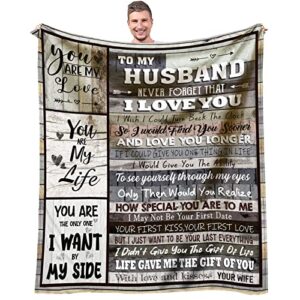 jnufoju husband fathers day birthday gift – wedding anniversary romantic gifts for him – gifts for husband from wife – husband gifts throw blanket 60 x 50 inch – unique birthday gifts for husband