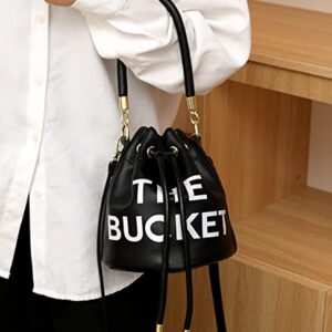 Bucket Bag For Women Leather Bucket Bag Purses, Crossbody Bags Drawstring Handbags Tote Hobo Bag Black