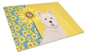 caroline’s treasures wdk5500lcb summer sunflowers westie west highland white terrier glass cutting board large, 12h x 16w, multicolor