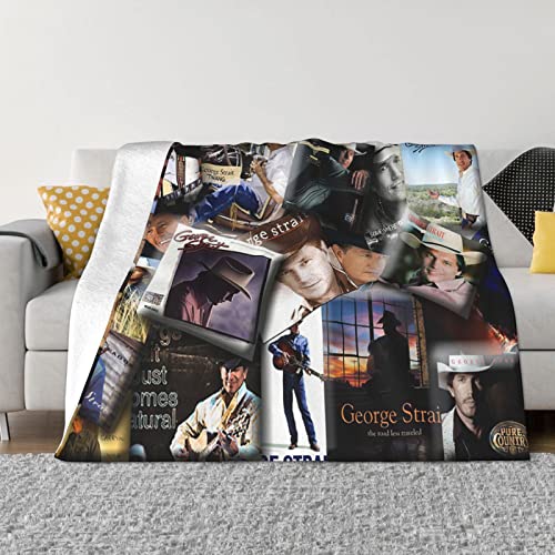 Trendy Modern George or Strait Warm Flannel Blanket Anti-Pilling Plush Throw Air Conditioner Blanket 60"x50" Black