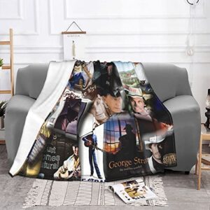 Trendy Modern George or Strait Warm Flannel Blanket Anti-Pilling Plush Throw Air Conditioner Blanket 60"x50" Black