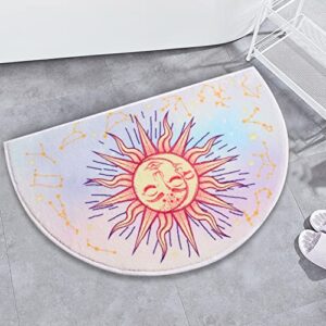 creative semi-circular area carpet anti-slip super absorbent carpet,sun and moon mat,shaggy throw rug for living room bedroom bathroom home decor (constellation)