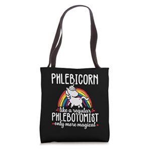 funny unicorn phlebotomist phlebotomy technician nurse rn tote bag