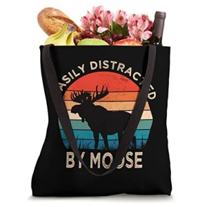 Easily Distracted By Moose Vintage Funny Moose Tote Bag