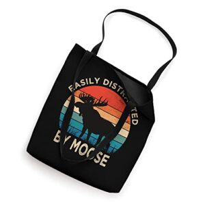 Easily Distracted By Moose Vintage Funny Moose Tote Bag