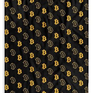 Seamless Bitcoin Cryptocurrency Blanket Bitcoin Fleece Blanket Sherpa Blanket Woven Blanket for Men Gifts for Him, Multicolor, 50x60IN